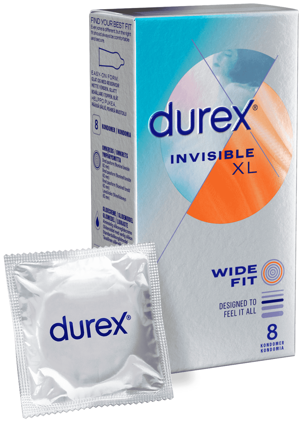 Durex Invisible XL Wide Fit Kondomi 8kpl | Prisma.fi-verkkokauppa