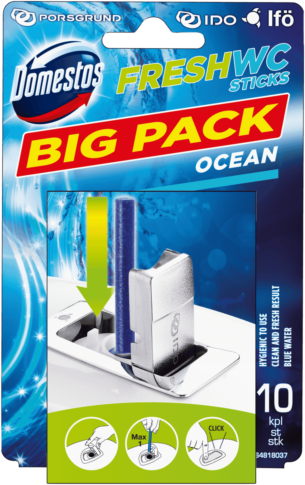 Domestos Ocean WC-raikastintikut IDO-WC-istuimiin 10x9,5g 10 kpl ...