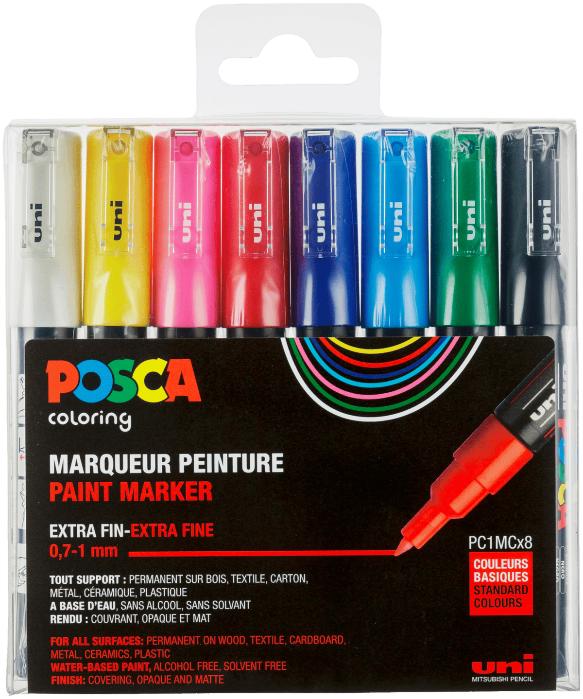 POSCA Marker 8 kpl PC-1M 0,7-1mm perus | Prisma.fi-verkkokauppa