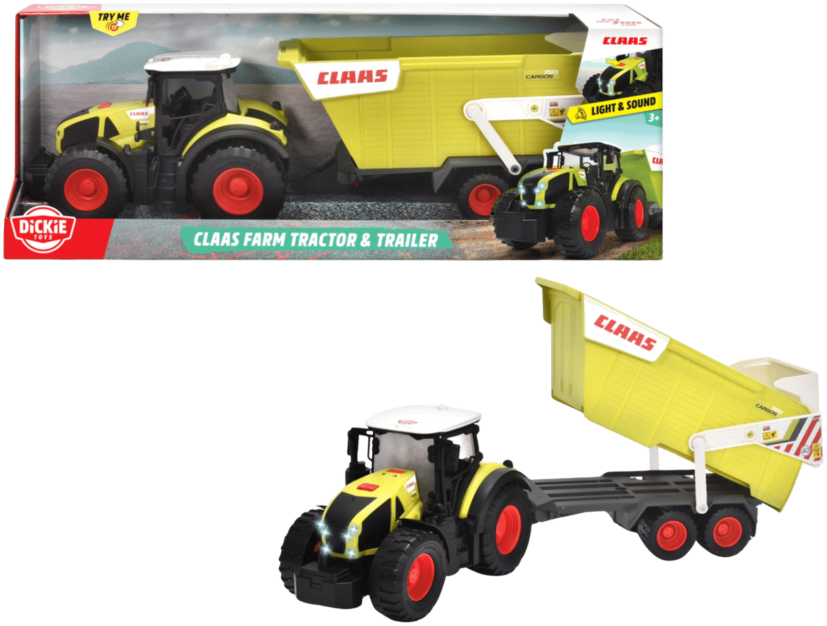 Dickie Toys CLAAS Ares traktori ja kippiperäkärry valoin ja äänin ...