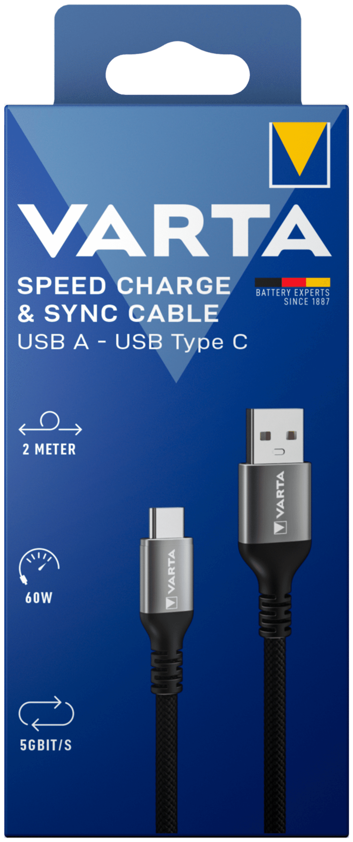 Varta USB-A–USB-C-kaapeli 2m musta | Prisma.fi-verkkokauppa