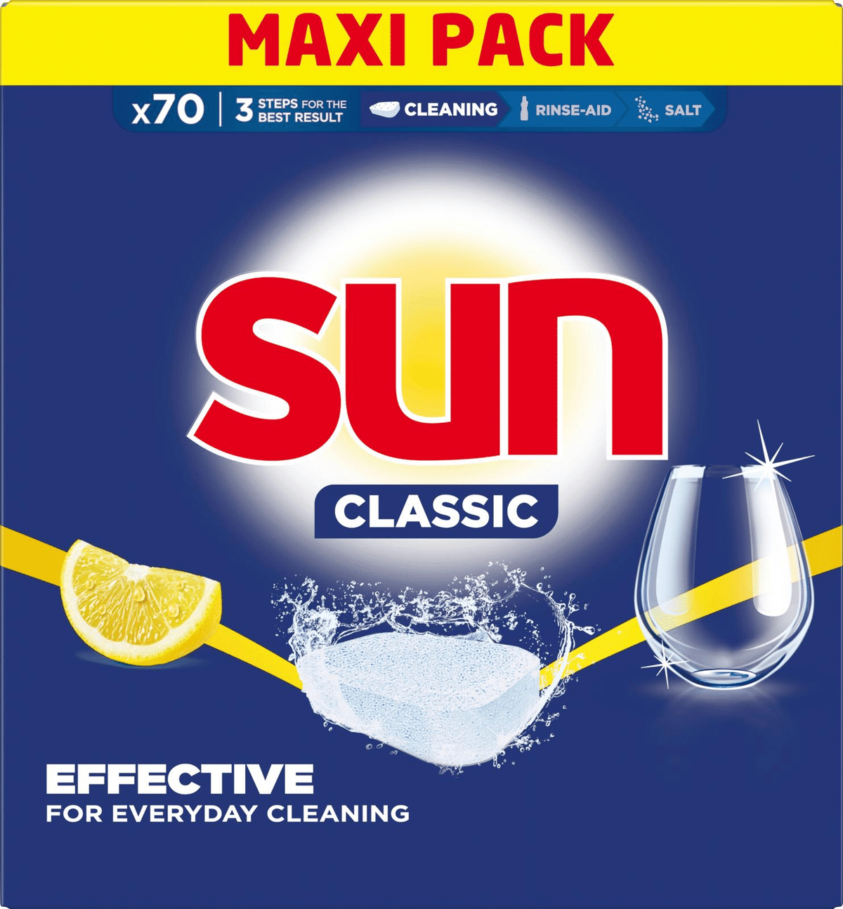 Sun Classic Lemon Konetiskitabletti Ympäristömerkki 70 kpl 70 pesua ...