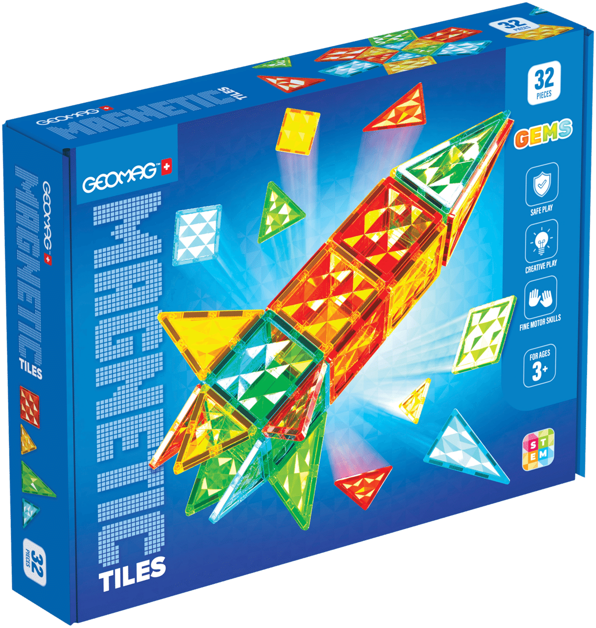 Geomag Magnetic Tiles Gems Raketti -magneettirakennussetti 32 osaa ...