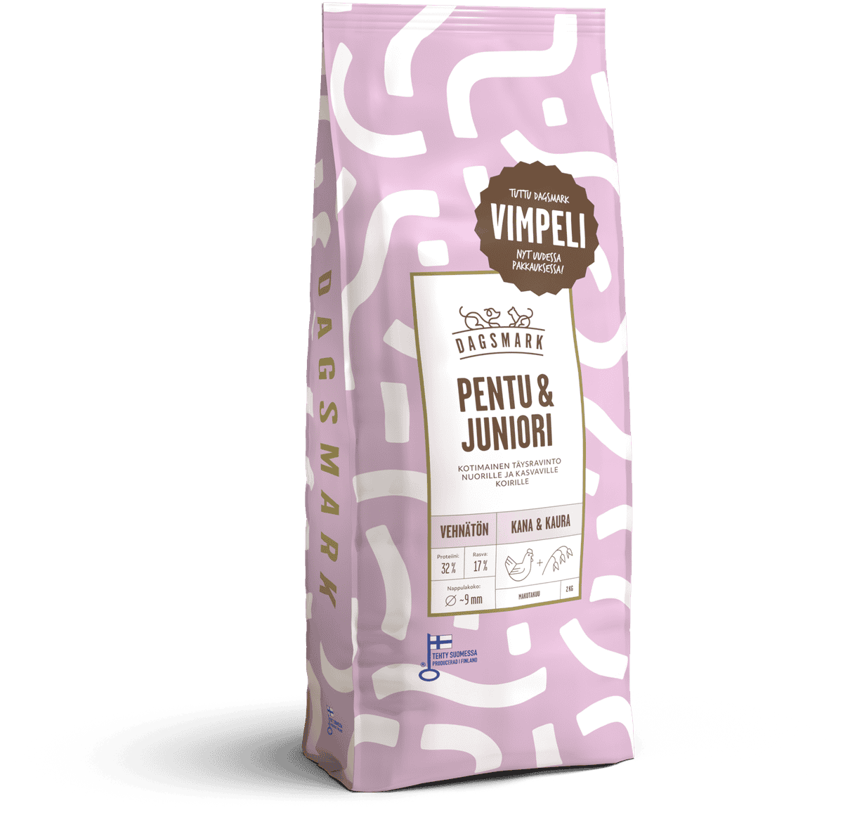 Dagsmark PENTU & JUNIORI koiran kuivaruoka vehnätön kana-kaura 2 kg ...