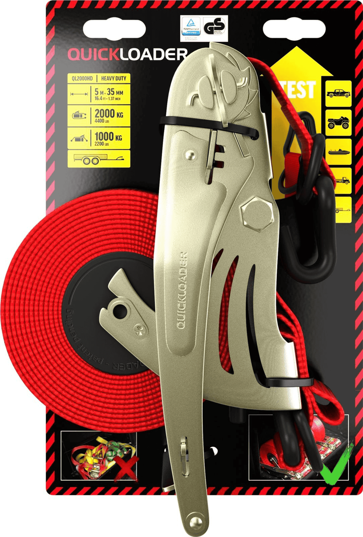 Quickloader Kelautuva Kuormaliina Retractable QL2000HD 2000 kg 35mm 5m | Prisma.fi-verkkokauppa