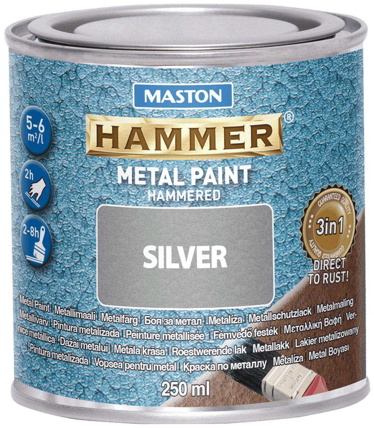 Maston metallimaali Hammer Vasaralakka hopea 250 ml | Prisma verkkokauppa