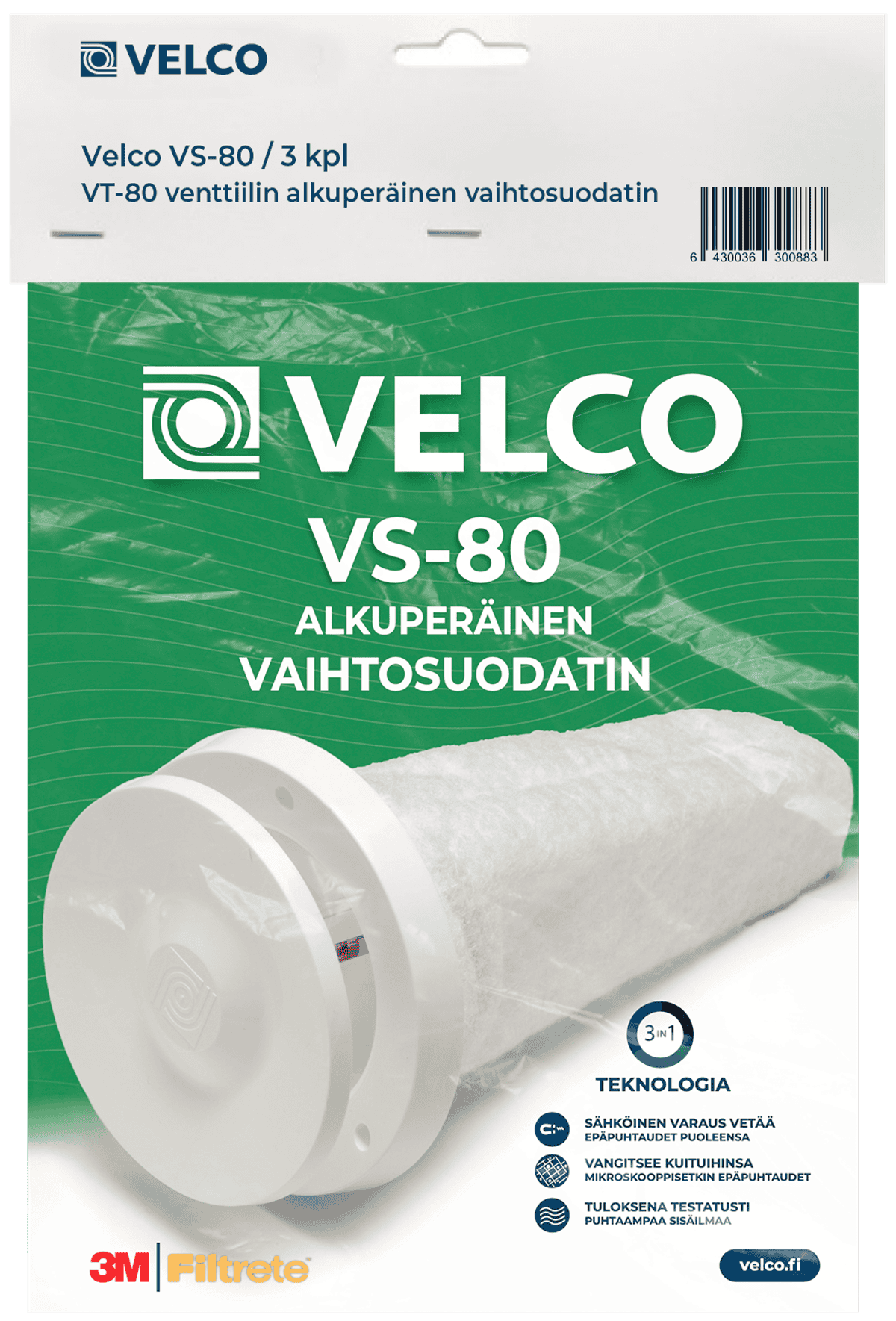 Velco VS-80 Alkuperäissuodatin Velco VT-80 korvausilmaventtiiliin ...