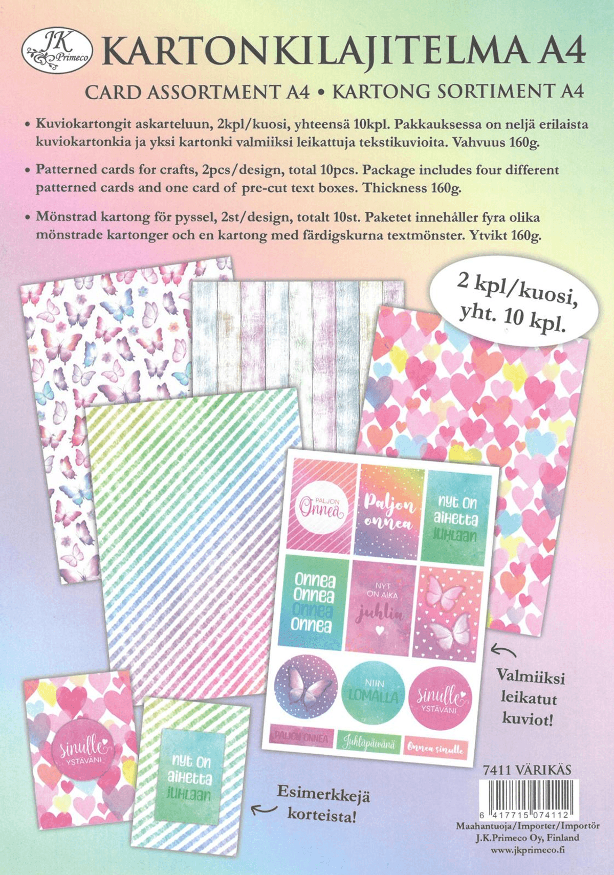 J.K. Primeco Kartonkilajitelma A4 Värikäs 10ark | Prisma.fi-verkkokauppa