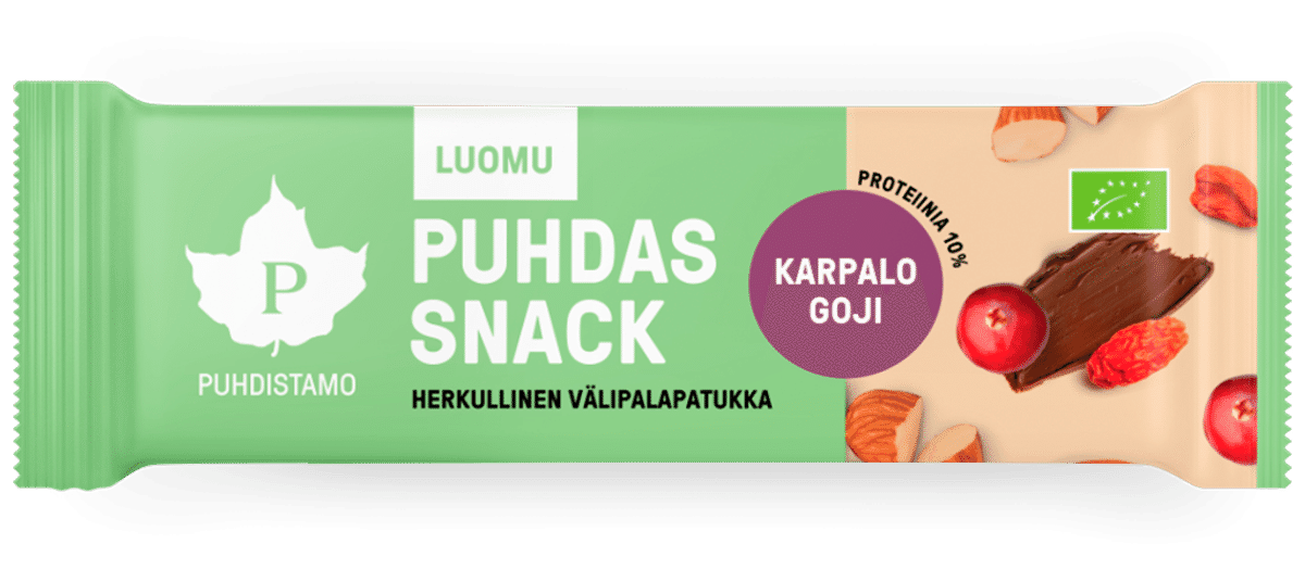 Puhdistamo Puhdas Snack Luomu mantelinen marjavälipalapatukka 40 g ...