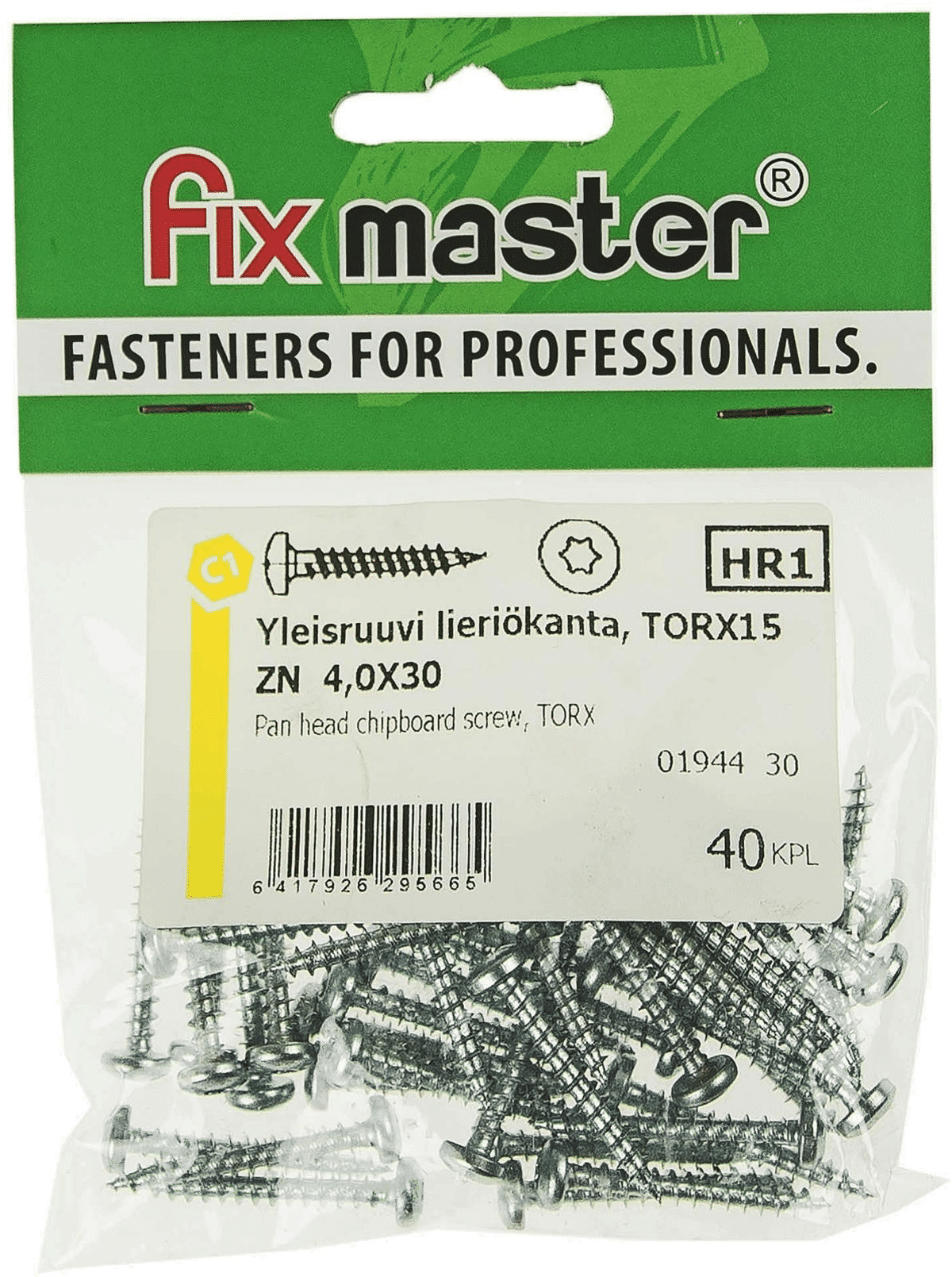 Fix Master yleisruuvi kupukanta torx15 4,0X30 sinkitty 40kpl | Prisma ...