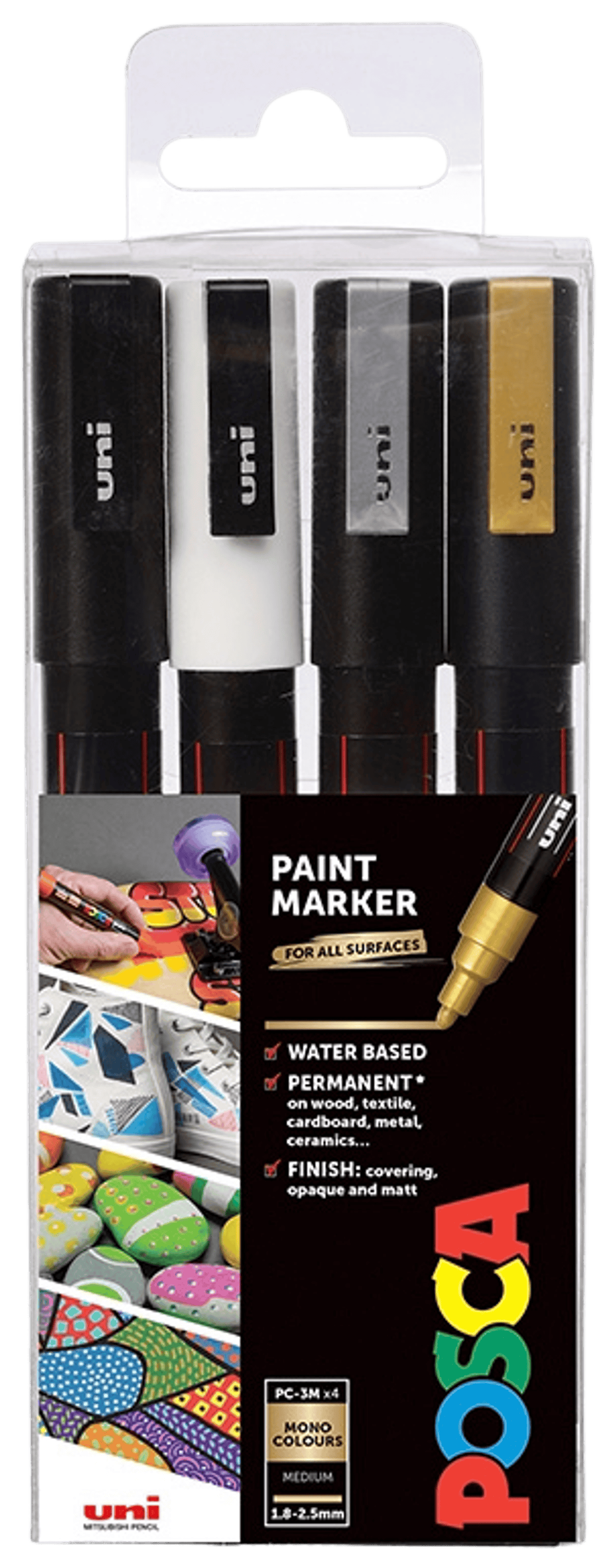 POSCA Marker 4kpl PC-3M 0,9-1,3mm mono | Prisma.fi-verkkokauppa