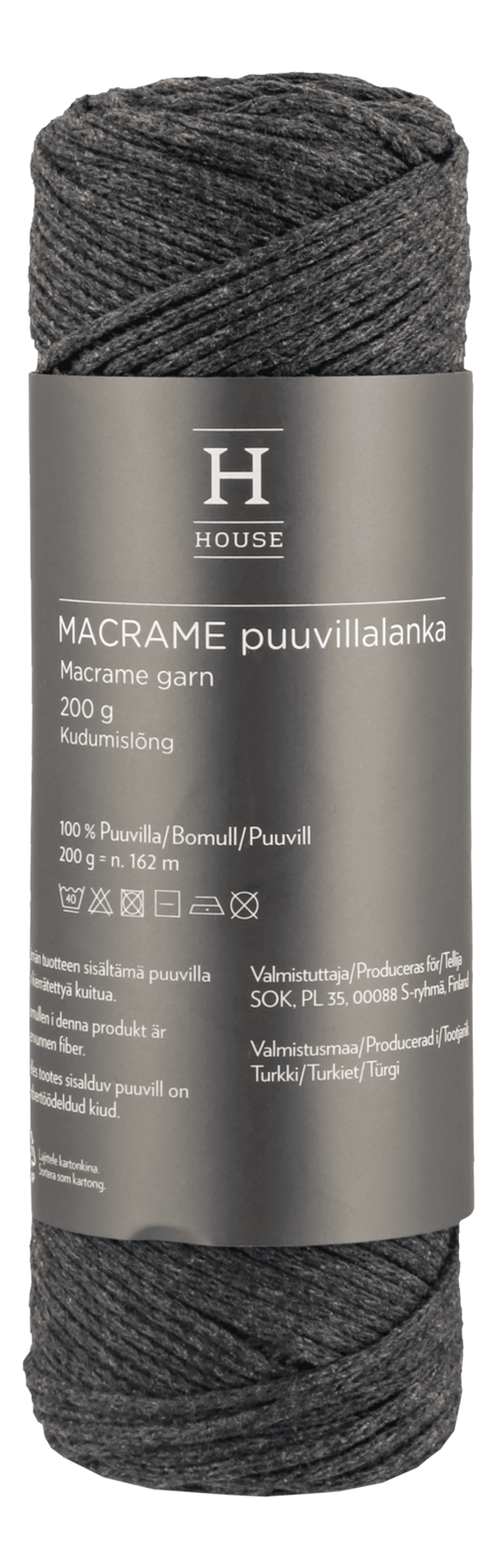 House lanka Macrame 212147 200 g Dark Grey 122193 | Prisma.fi-verkkokauppa