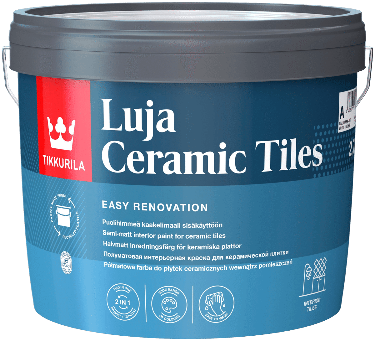 Tikkurila kaakelimaali Luja Ceramic Tiles 2,7 l A valkoinen ...