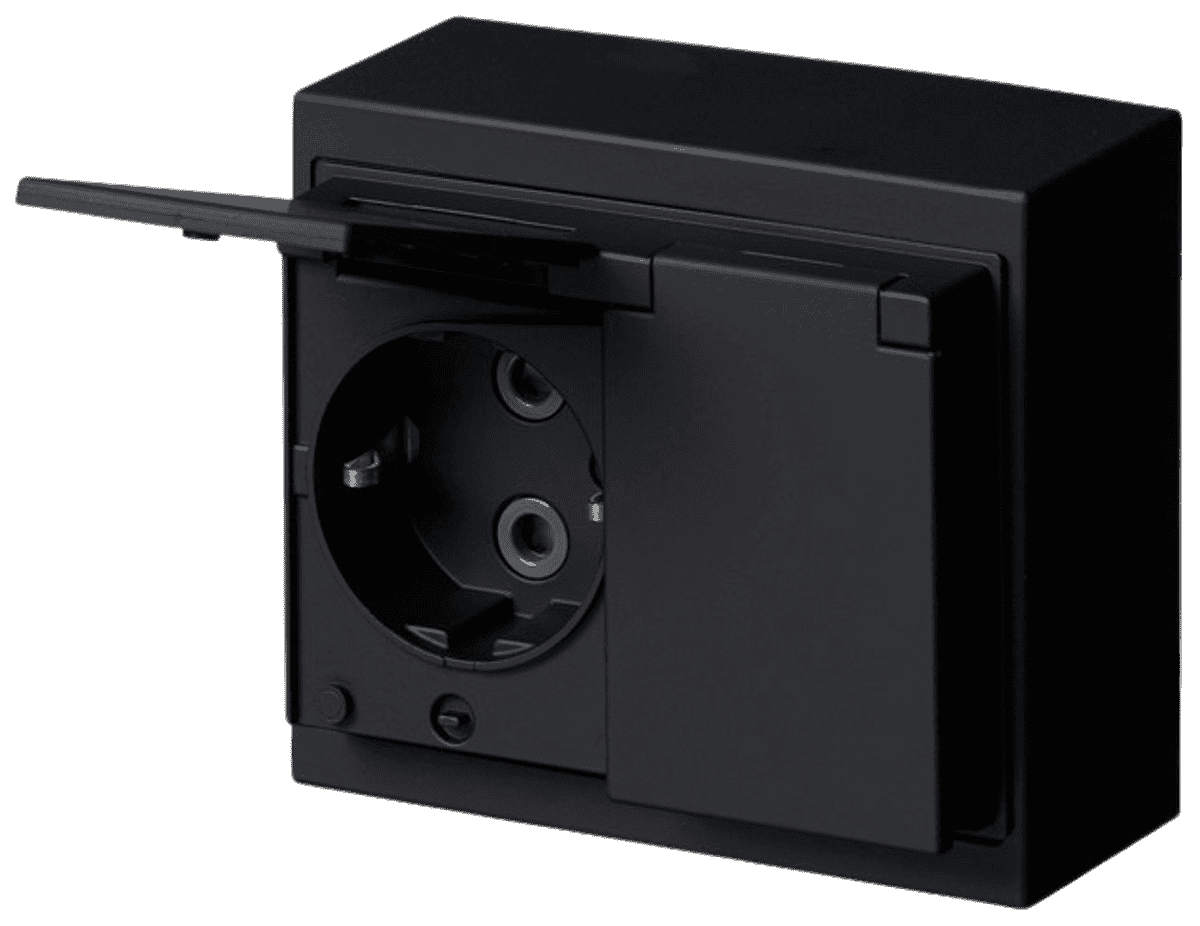 Abb Impressivo pistorasia 2os pinta IP44 musta | Prisma.fi-verkkokauppa