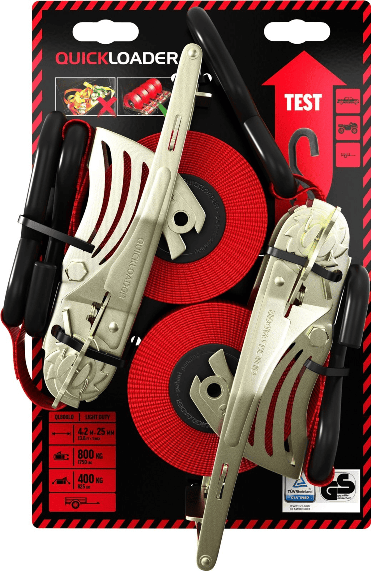Quickloader Kelautuva Kuormaliina Retractable QL800LD 25 mm 4,2m 2kpl ...
