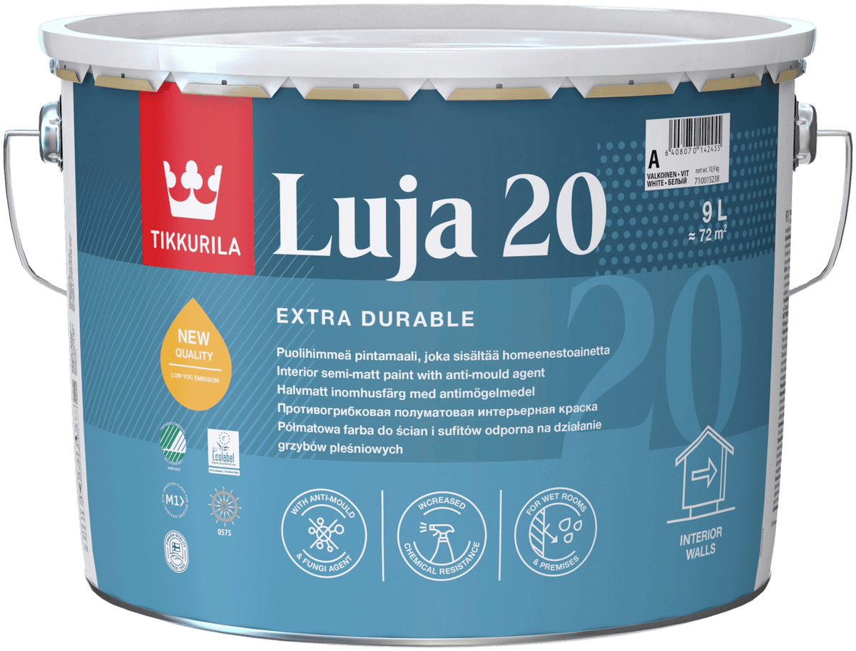 Tikkurila pintamaali Luja 20 9 l A valkoinen sävytettävissä puolihimmeä ...