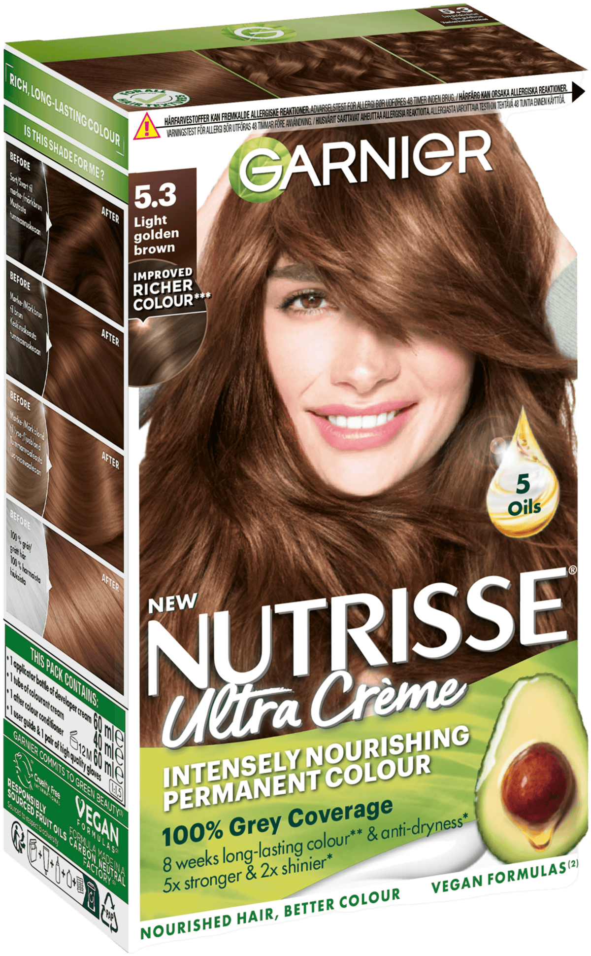 Garnier Nutrisse Ultra Creme 5.3 Light Golden Brown Vaalea Kullanruskea ...