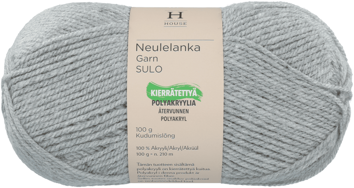 House neulelanka akryyli Sulo 100 g Light Gray Melange 195 | Prisma ...