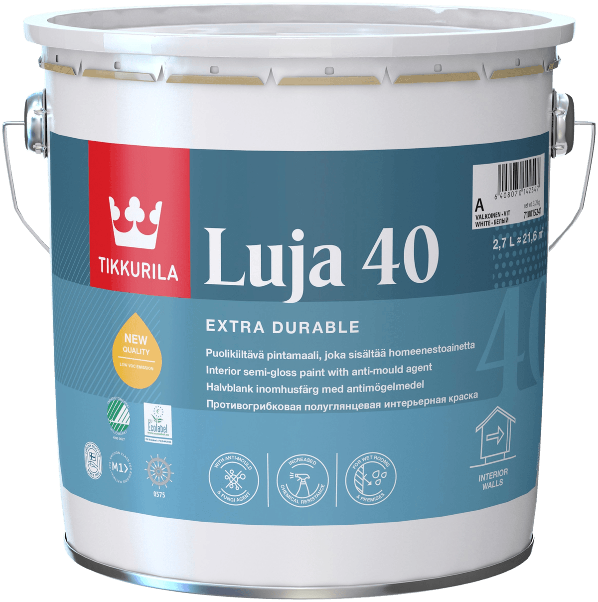 Tikkurila pintamaali Luja 40 2,7 l C sävytettävä puolikiiltävä | Prisma ...