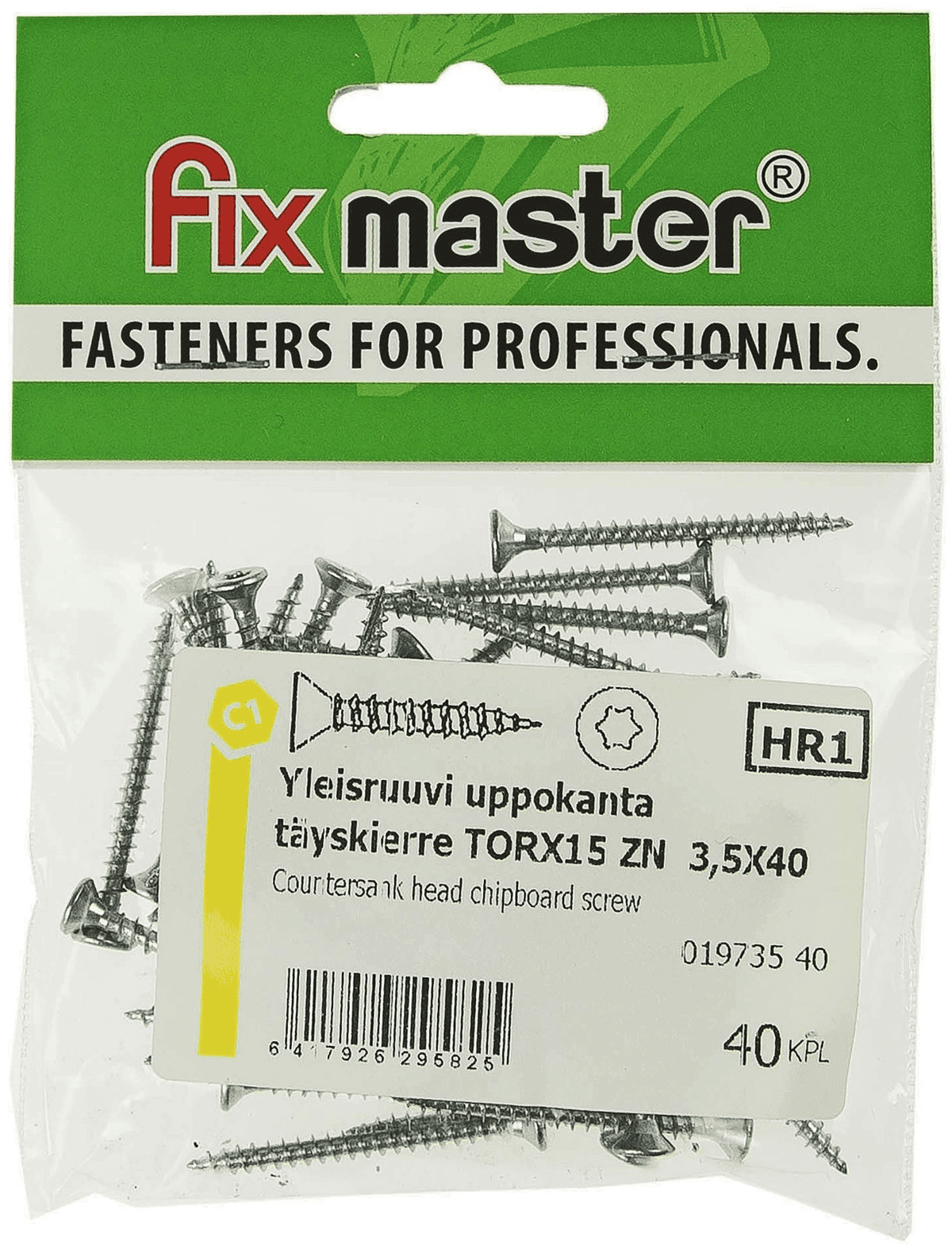 Fix Master yleisruuvi uppokanta täyskierre 3,5X40 torx15 sinkitty 40kpl | Prisma verkkokauppa
