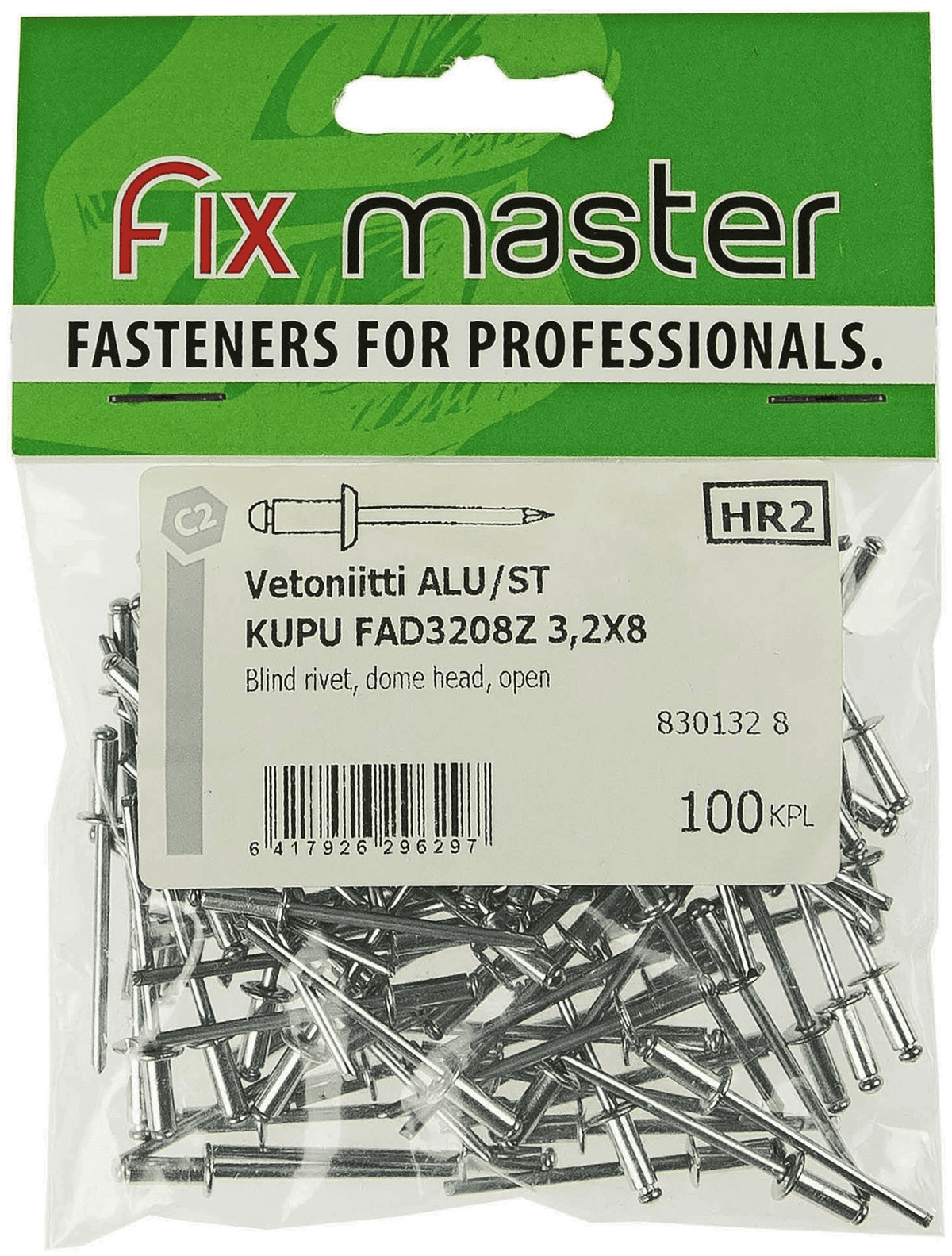 Fix Master vetoniitti alumiini kupukanta 3,2X8 100kpl | Prisma verkkokauppa