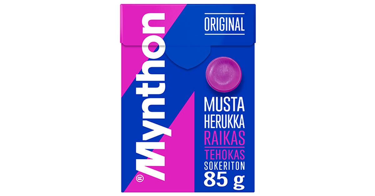 Mynthon Original Mustaherukka sokeriton +C kurkkupastilli 85g | S ...