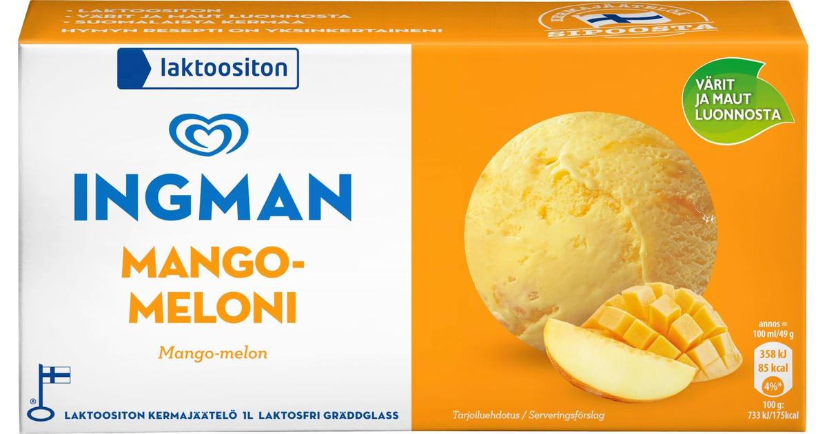 Ingman 1LT / 489g jäätelö kotipakkaus Mango-Meloni laktoositon | S ...