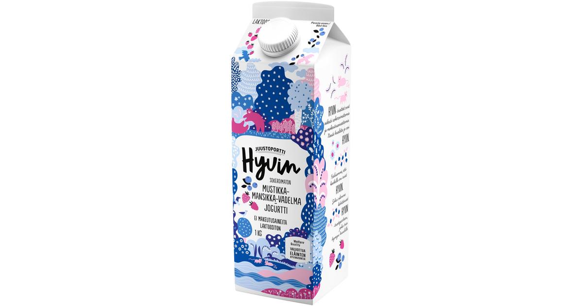 Juustoportti Hyvin jogurtti 1 kg mustikka-mansikka-vadelma laktoositon ...