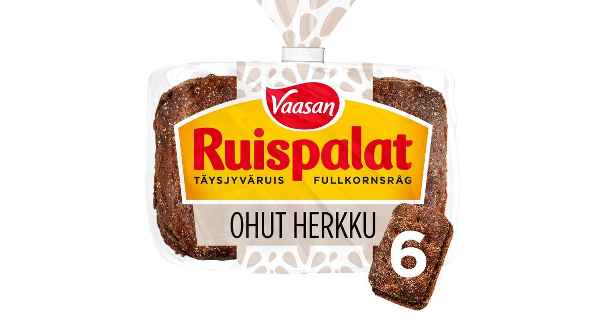 Vaasan Ruispalat Ohut Herkku 195g 6 kpl täysjyväruisleipä | S-kaupat ...