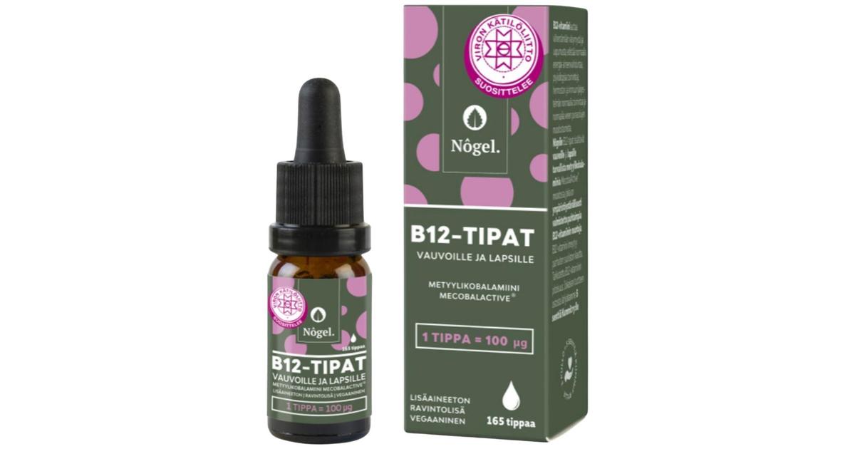 Nogel B12-tipat vauvoille ja lapsille, metyylikobalamiini, 100 µg, 10 ...