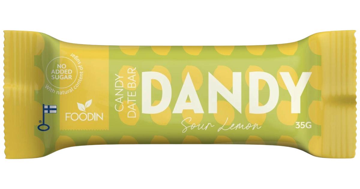 Foodin Dandy Candy Bar, Sour Lemon, 35 g | S-kaupat ruoan verkkokauppa