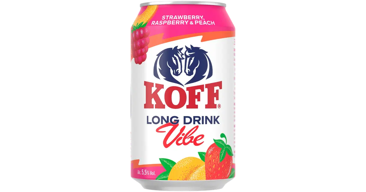 Koff Long Drink Vibe Strawberry Raspberry Peach long drink 5,5 % tölkki ...
