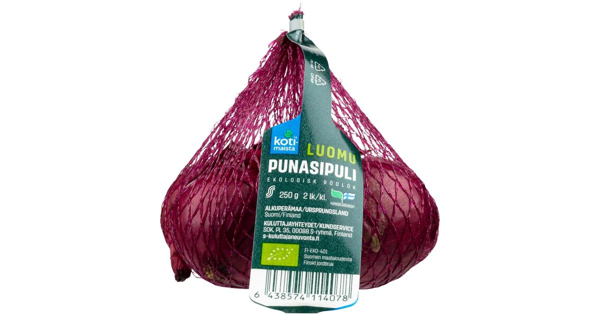 Kotimaista punasipuli luomu 250 g | S-kaupat ruoan verkkokauppa