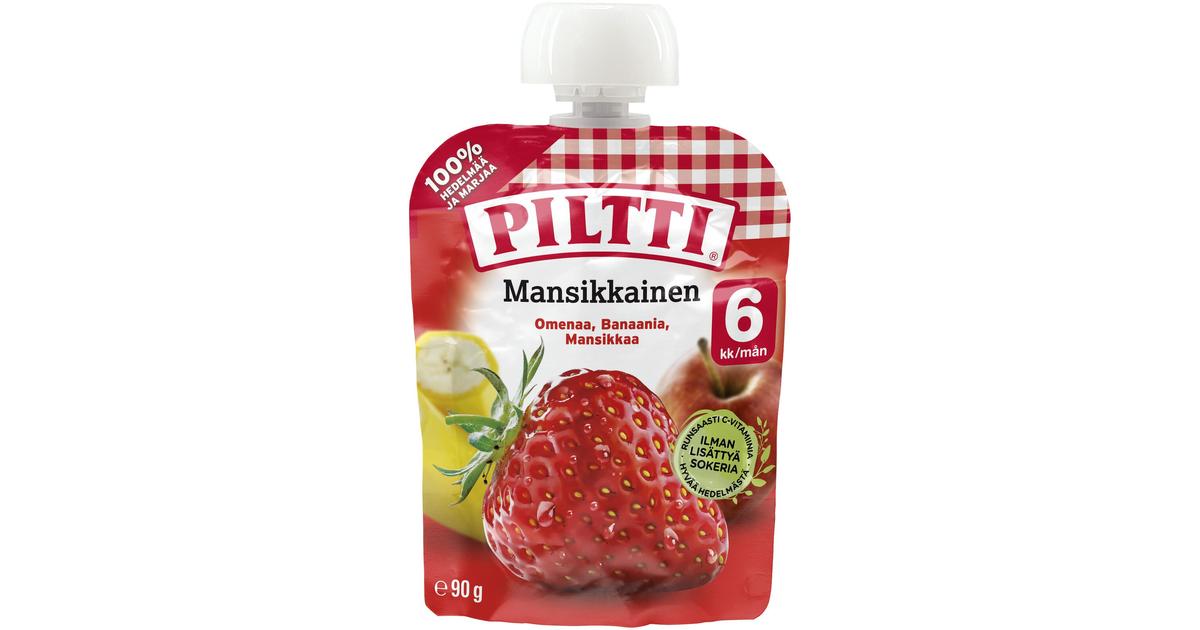 PILTTI 90g Mansikkainen hedelmäsose 6kk annospussi | S-kaupat ruoan ...