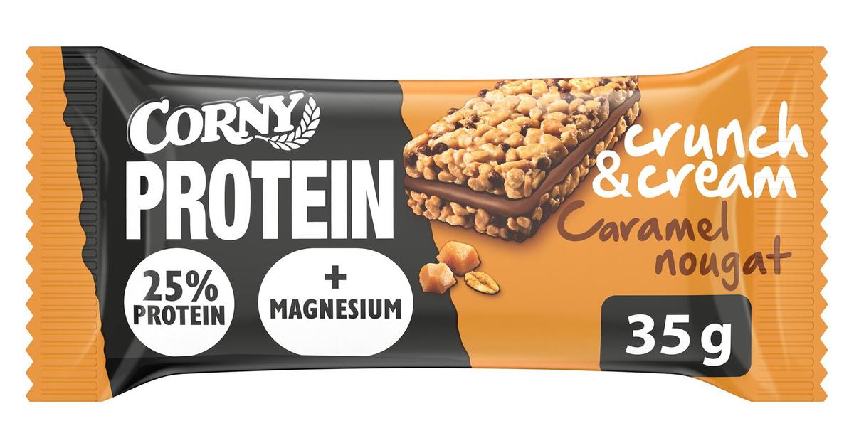Corny Protein Crunch & Cream Caramel Nougat proteiinikerrospatukka 35g | S-kaupat ruoan verkkokauppa