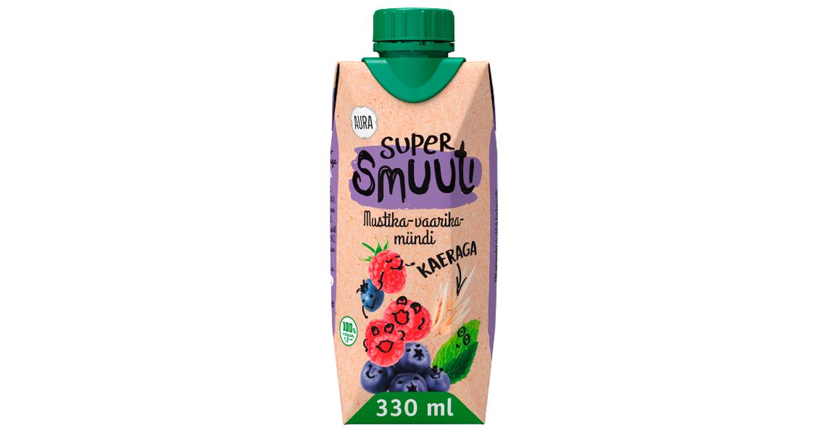 AURA SMOOTHIE supersmuuti kaeraga mustika-vaarika-mündi 330ml | Prisma ...