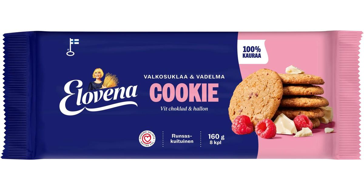 Elovena 160g valkosuklaa & vadelma cookie | S-kaupat ruoan verkkokauppa