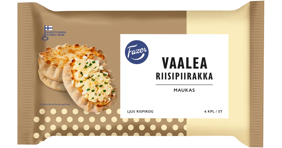 Fazer Vaalea Riisipiirakka 6kpl 420g | S-kaupat ruoan verkkokauppa