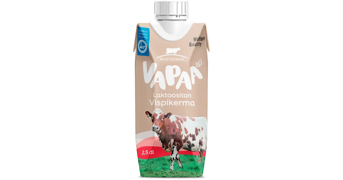Vapaa vispikerma 2,5 dl laktoositon UHT | S-kaupat ruoan verkkokauppa