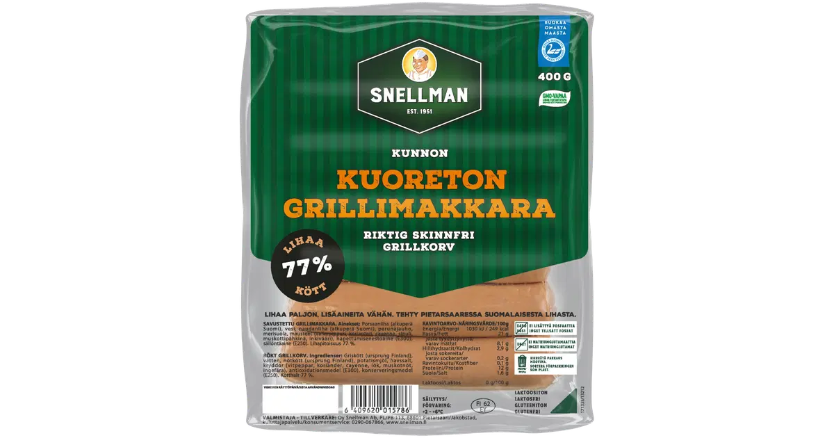 Snellman Kunnon kuoreton grillimakkara 400g | S-kaupat ruoan verkkokauppa