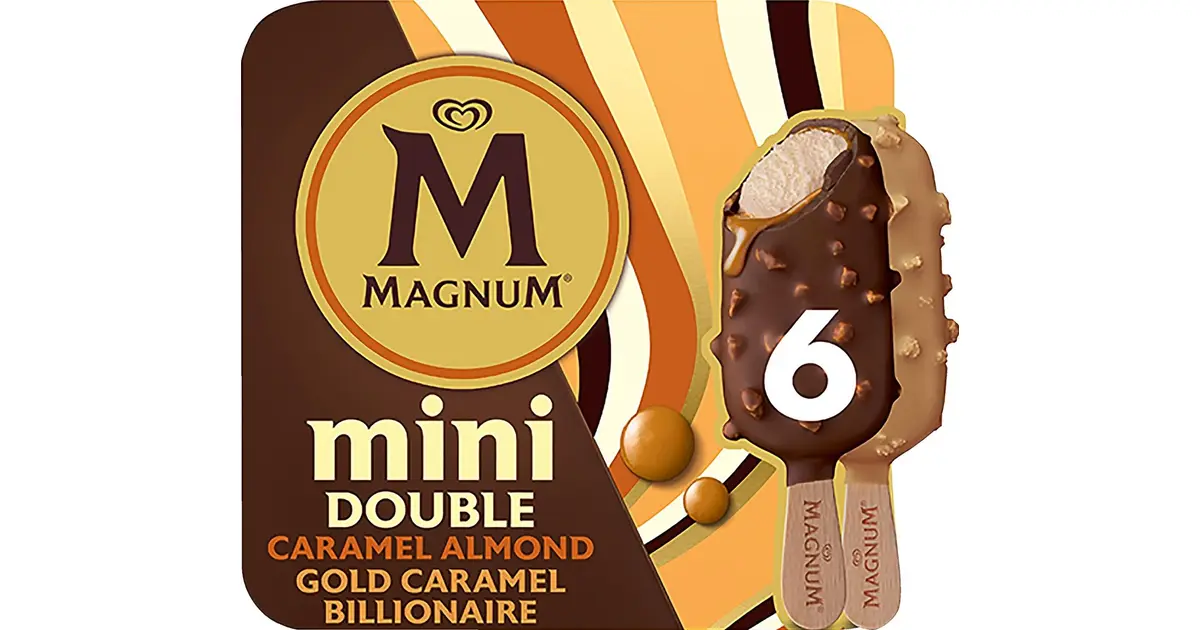 Magnum Mini Double Caramel Almond & Double Gold Caramel Billionaire 6MP Jäätelö Monipakkaus ...