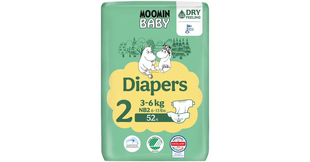 Moomin Baby Newborn teippivaippa koko 2, 52 kpl, 3-6 kg | S-kaupat ...