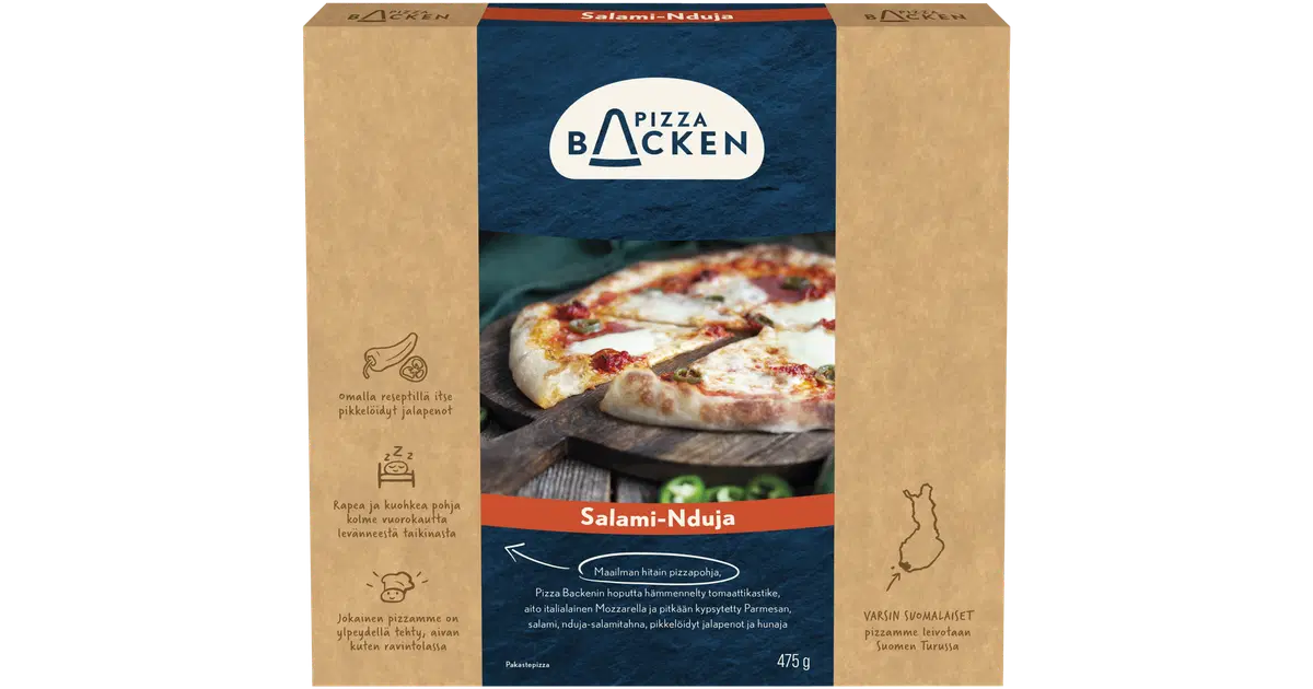 Pizza Backen Salami-Ndujapizza 475g pakastepizza | S-kaupat ruoan ...