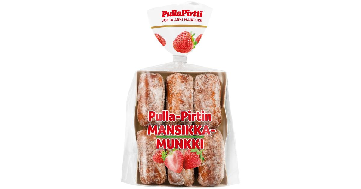 Pulla-Pirtti Mansikkamunkki 6/360g laktoositon mansikkatäytemunkki | S ...