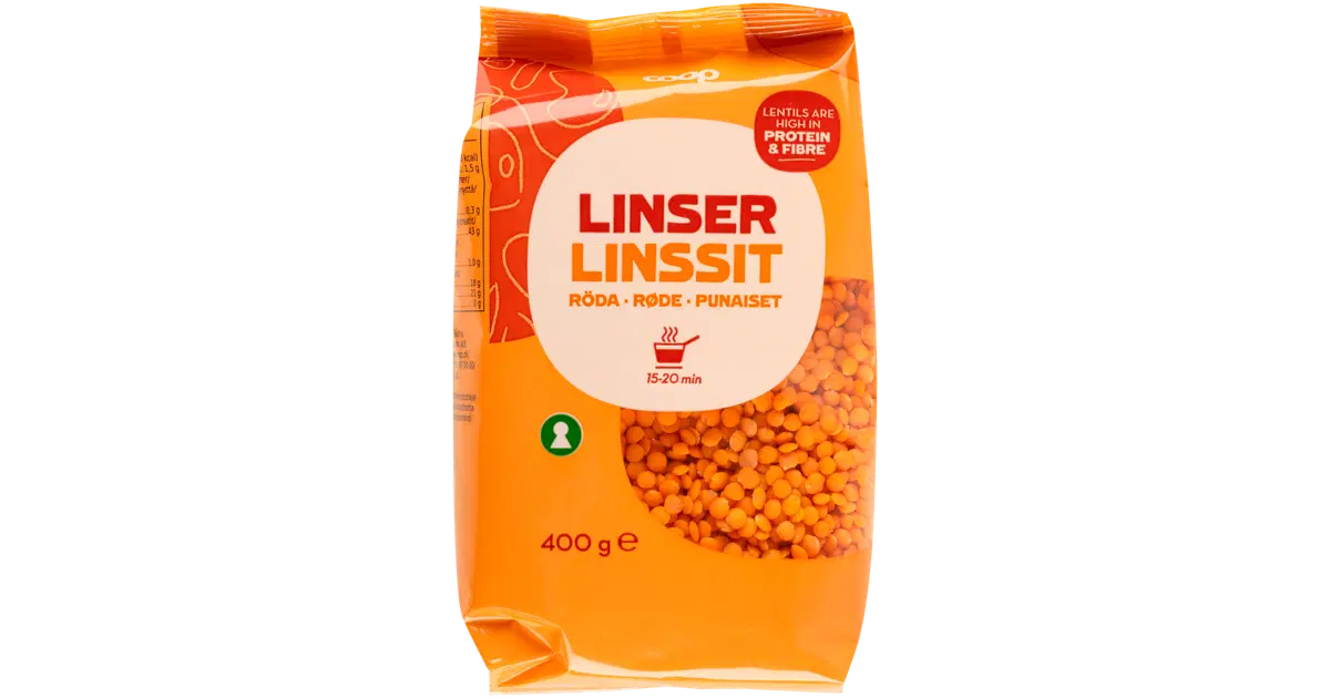 Coop punaiset linssit 400 g | S-kaupat ruoan verkkokauppa