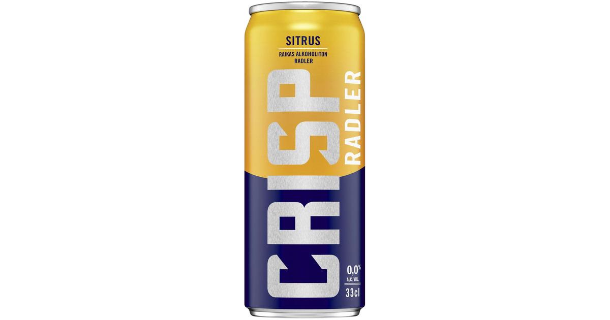 Crisp Radler Citrus alkoholiton vaalea lager olut 0 til-% tölkki 0,33 L ...