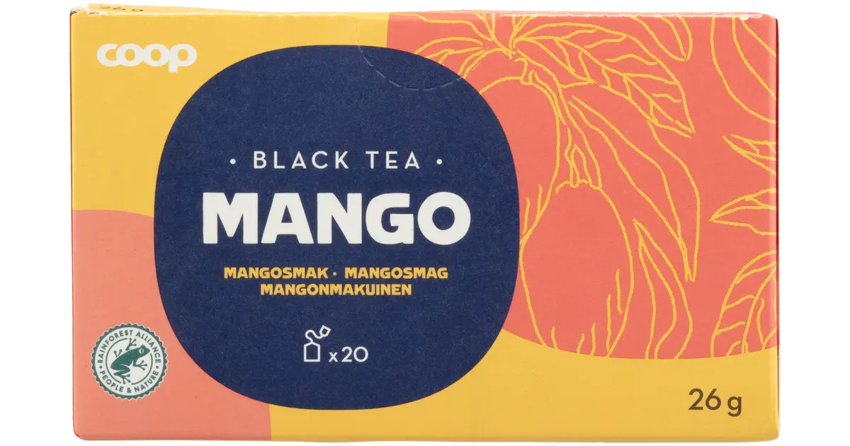 Coop musta tee mango 20 x 1,3 g | S-kaupat ruoan verkkokauppa