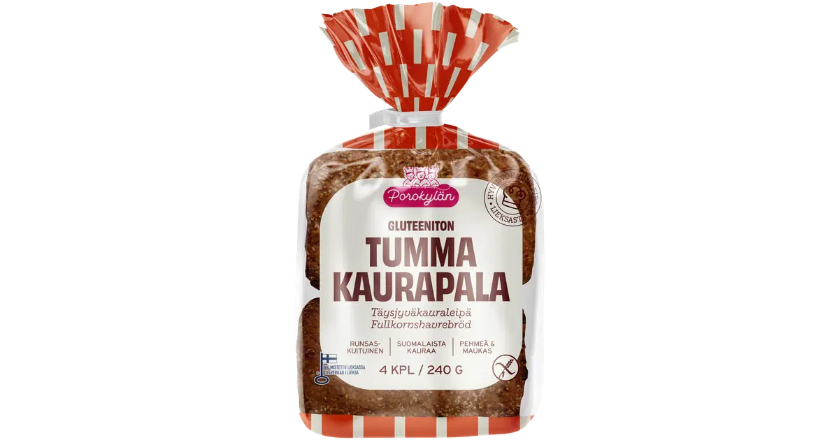 Porokylän Tumma kaurapala 4 kpl / 240 g gluteeniton täysjyväkauraleipä ...