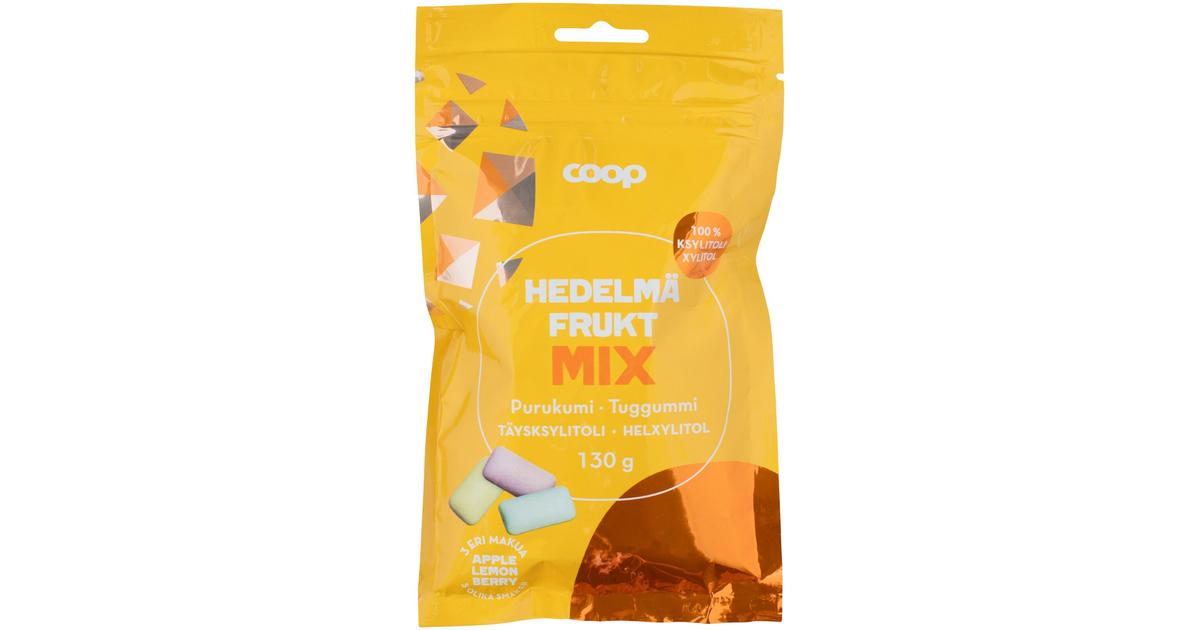 Coop täysksylitolipurukumi hedelmämix 130 g | S-kaupat ruoan verkkokauppa