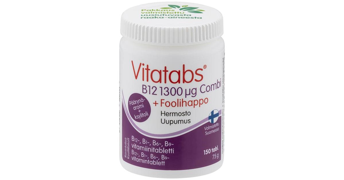 Vitatabs B12 1300 µg Combi + Foolihappo B1-, B6-, B9- vitamiinitabletti ...